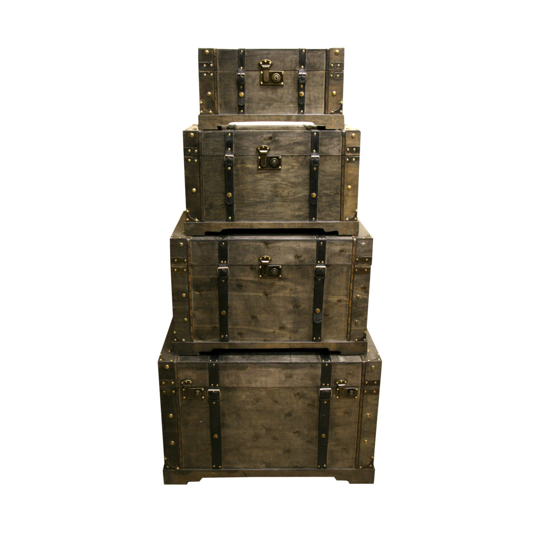 Old Black Fancy Storage Trunk Set | Boxman