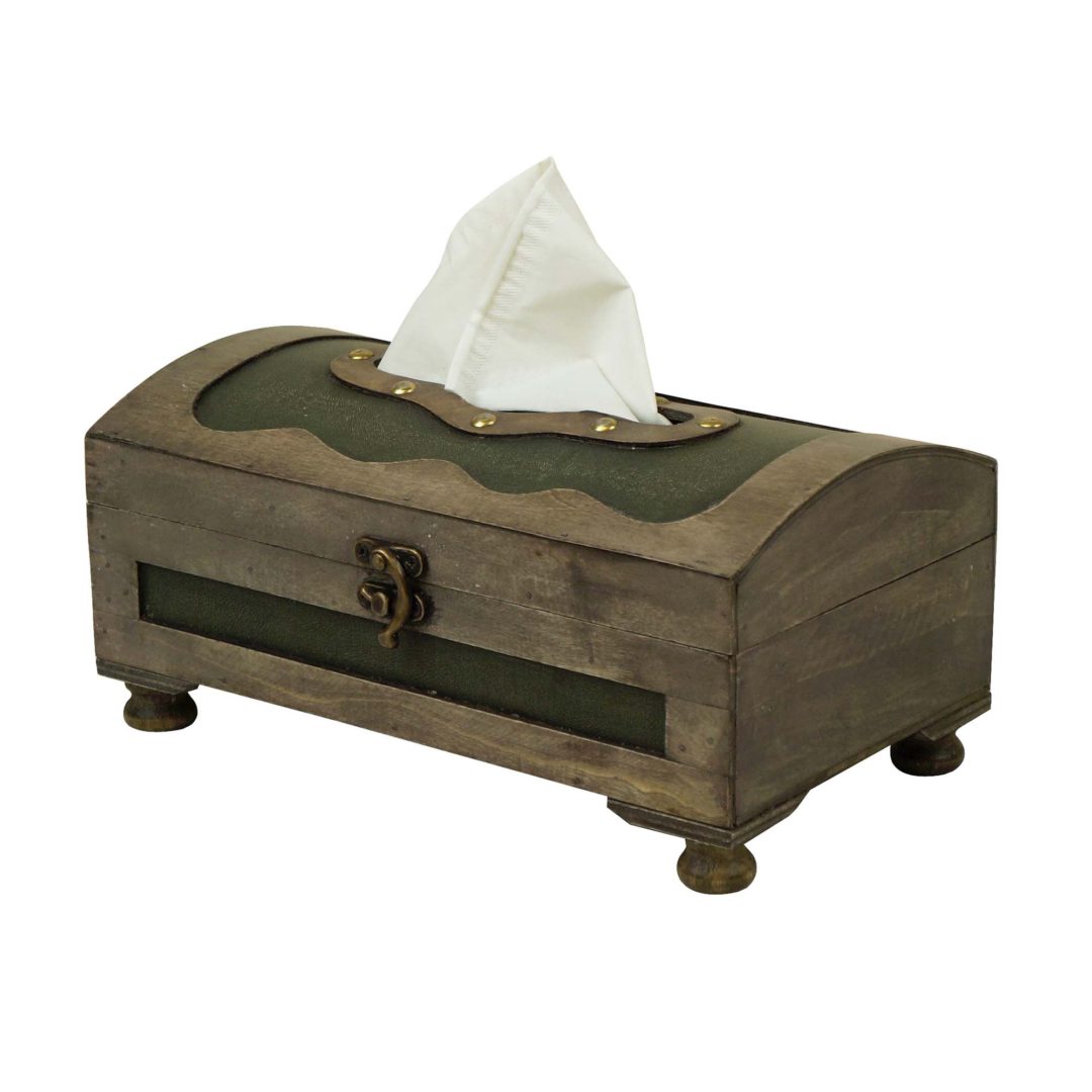 Curved Green Leather Kleenex Box | Boxman