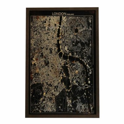 Overlook Map of London Wall Decor with LED background and Fir Wood ...