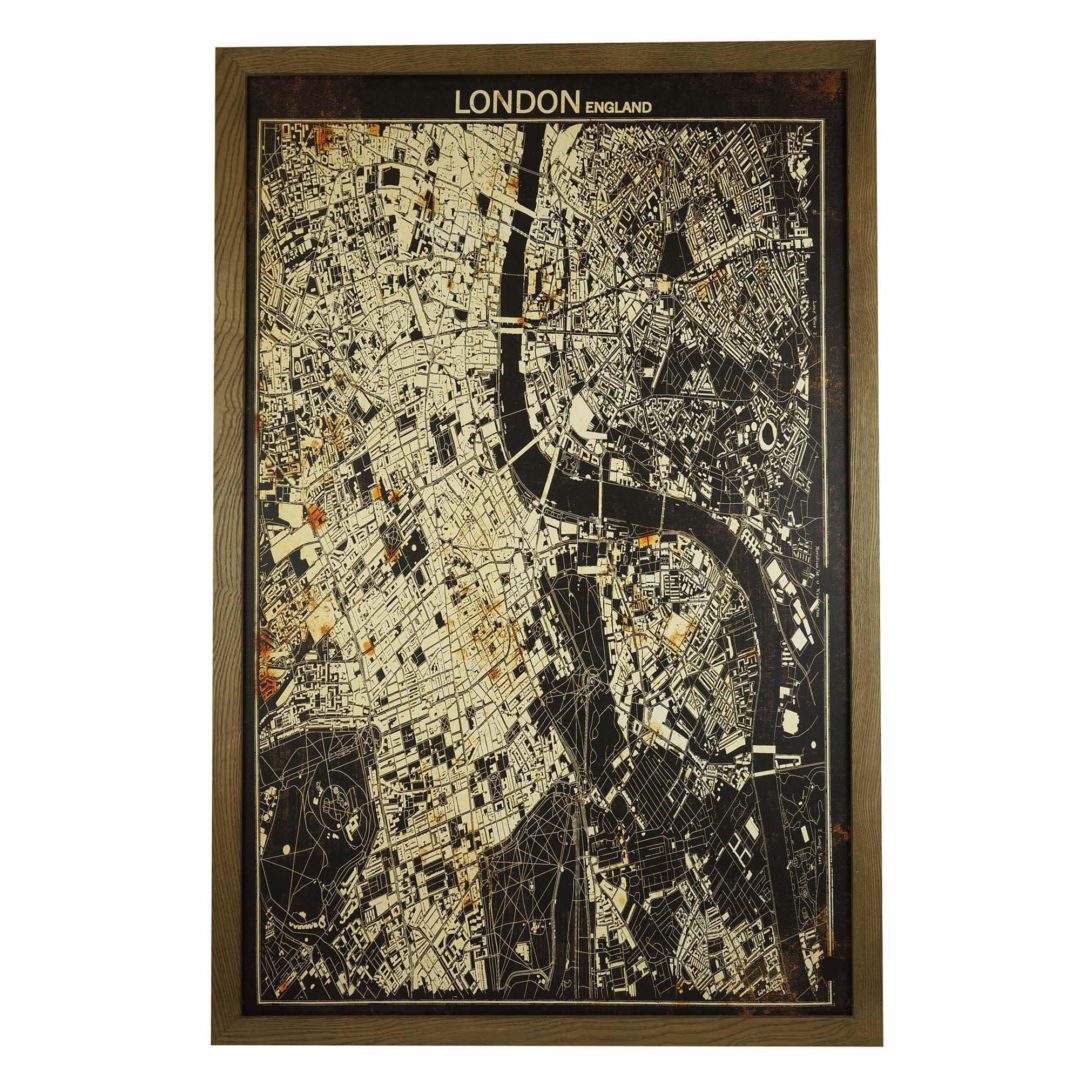 Overlook Map of London Wall Decor with LED background and Fir Wood ...