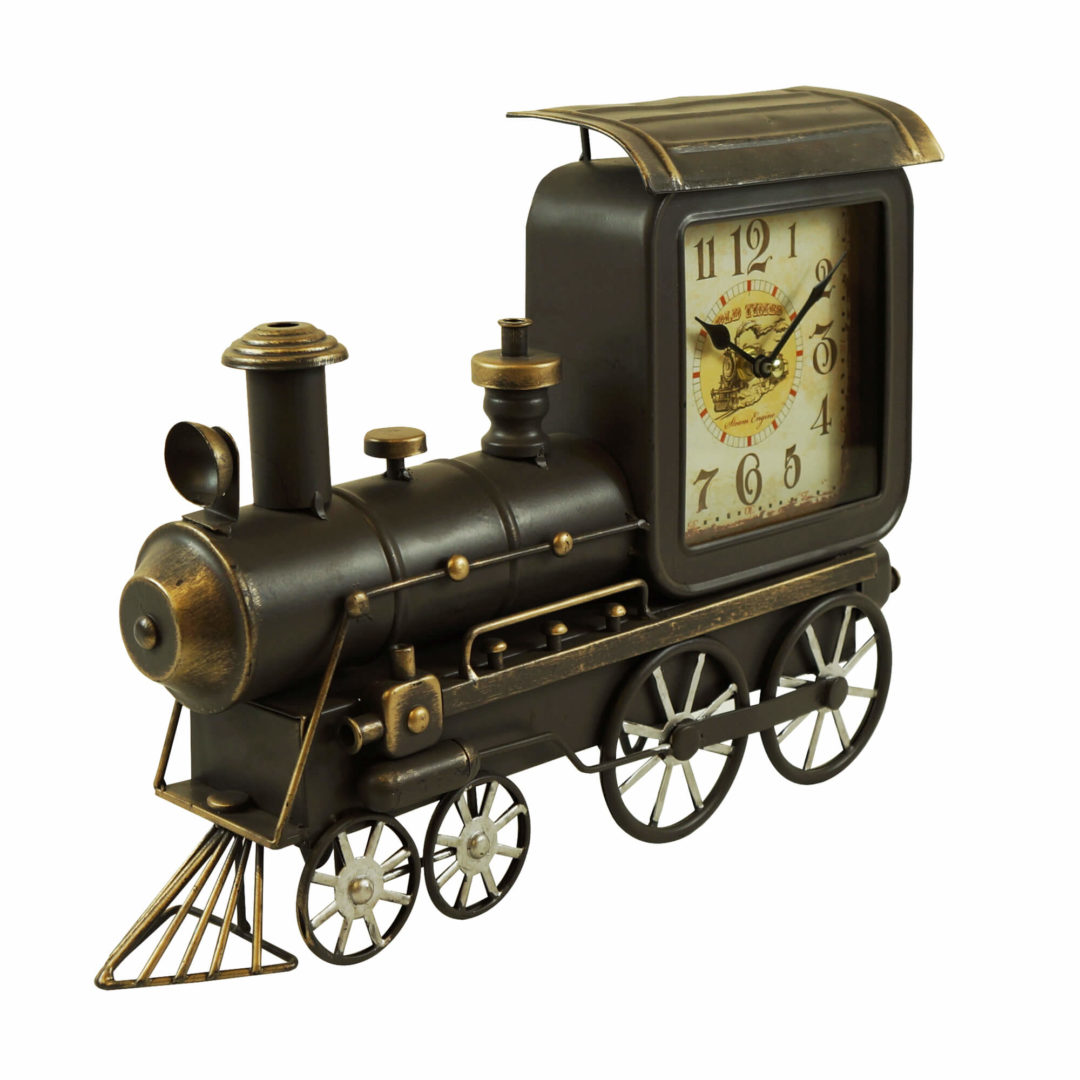 Distress Grey Vintage Train Tabletop Clock | Boxman