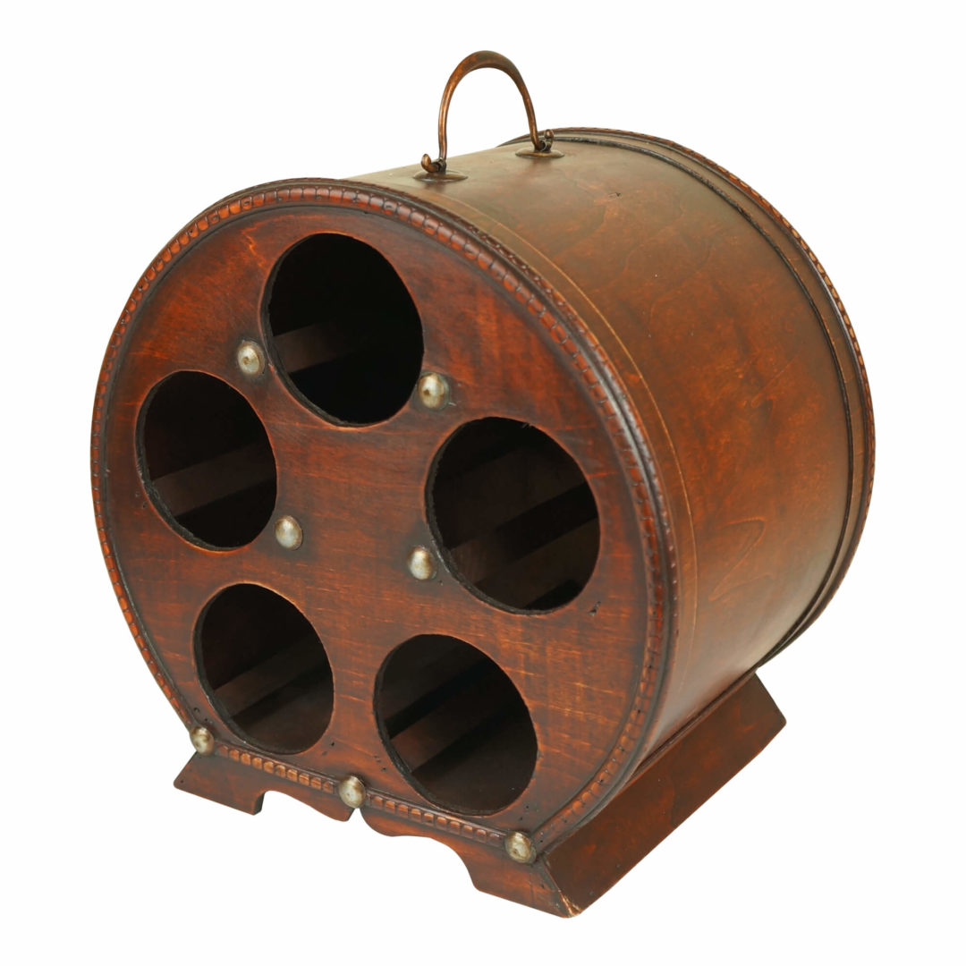 Round 3-Bottle Wine Rack with Metal Handle | Boxman