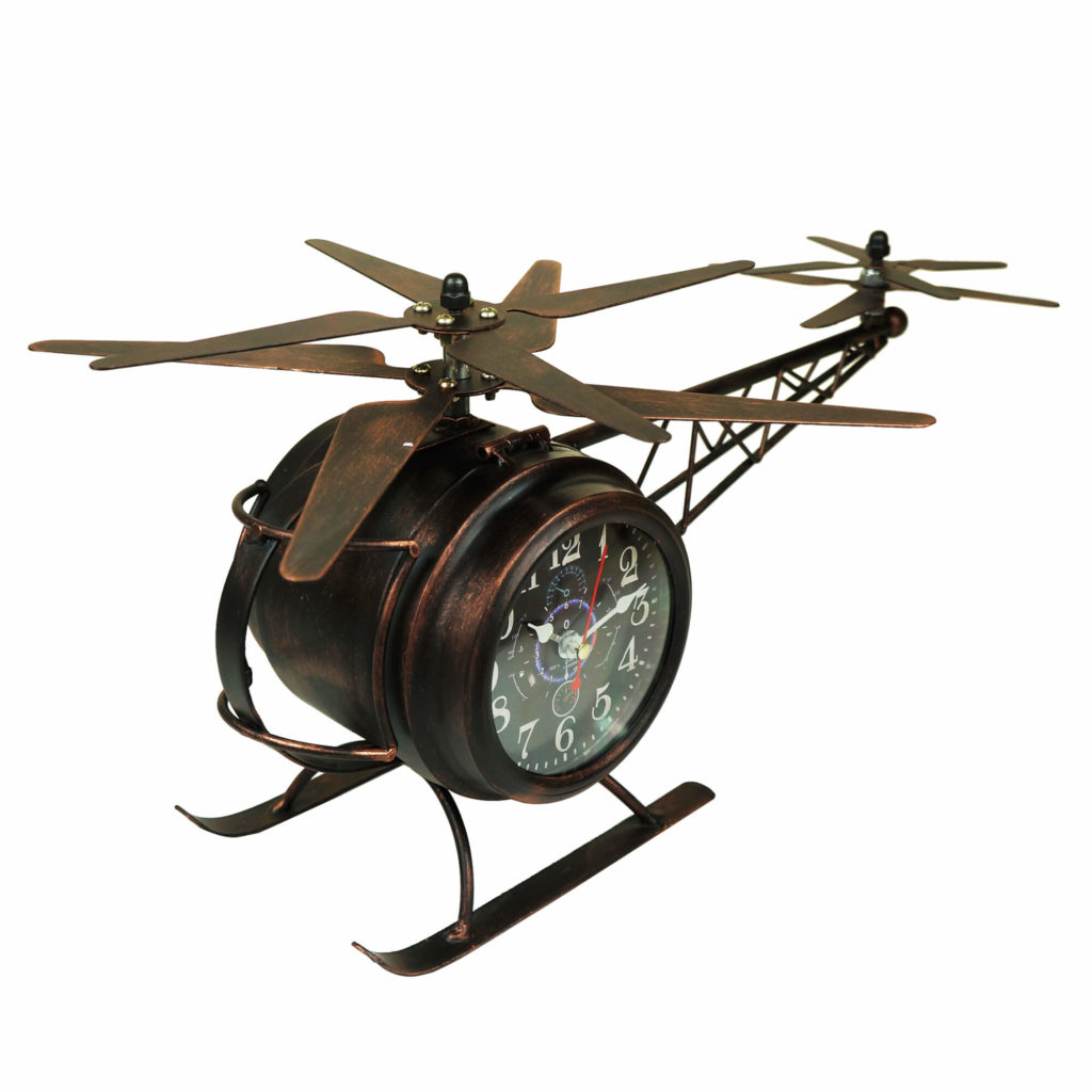 Antique Brass Helicopter Table Clock | Boxman