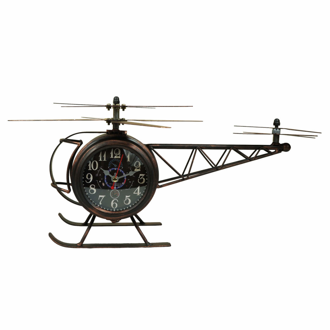 Antique Brass Helicopter Table Clock | Boxman
