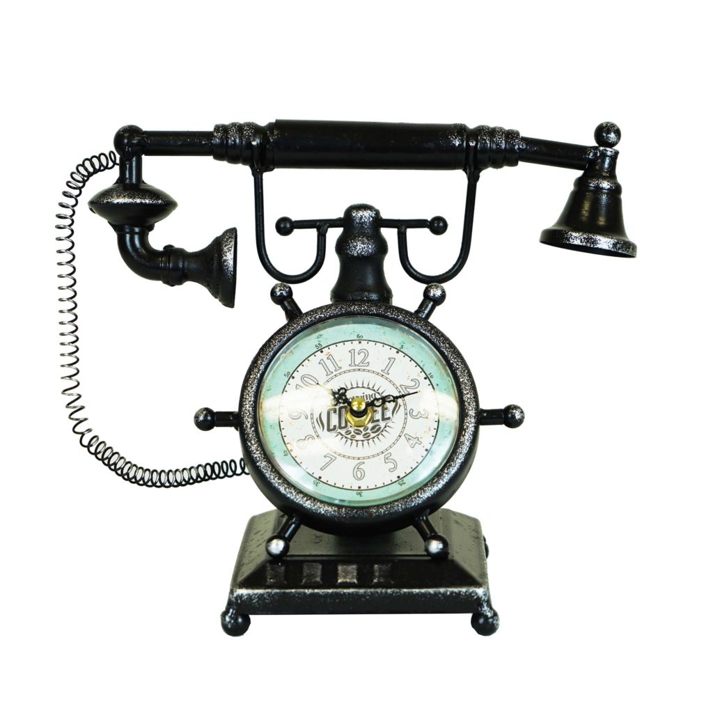 Distressed Brown Vintage Telephone Table Clock | Boxman