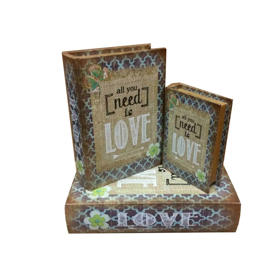 LOVE Lined Nested Book Box Set with Magnet, Set of 3 | Boxman