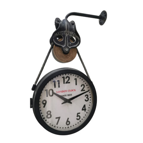 Double Clock Face Pulley Wall Mount Clock | Boxman