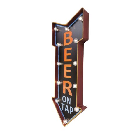 LED Lighted “Beer on Tap” Arrow Sign Wall Decor | Boxman
