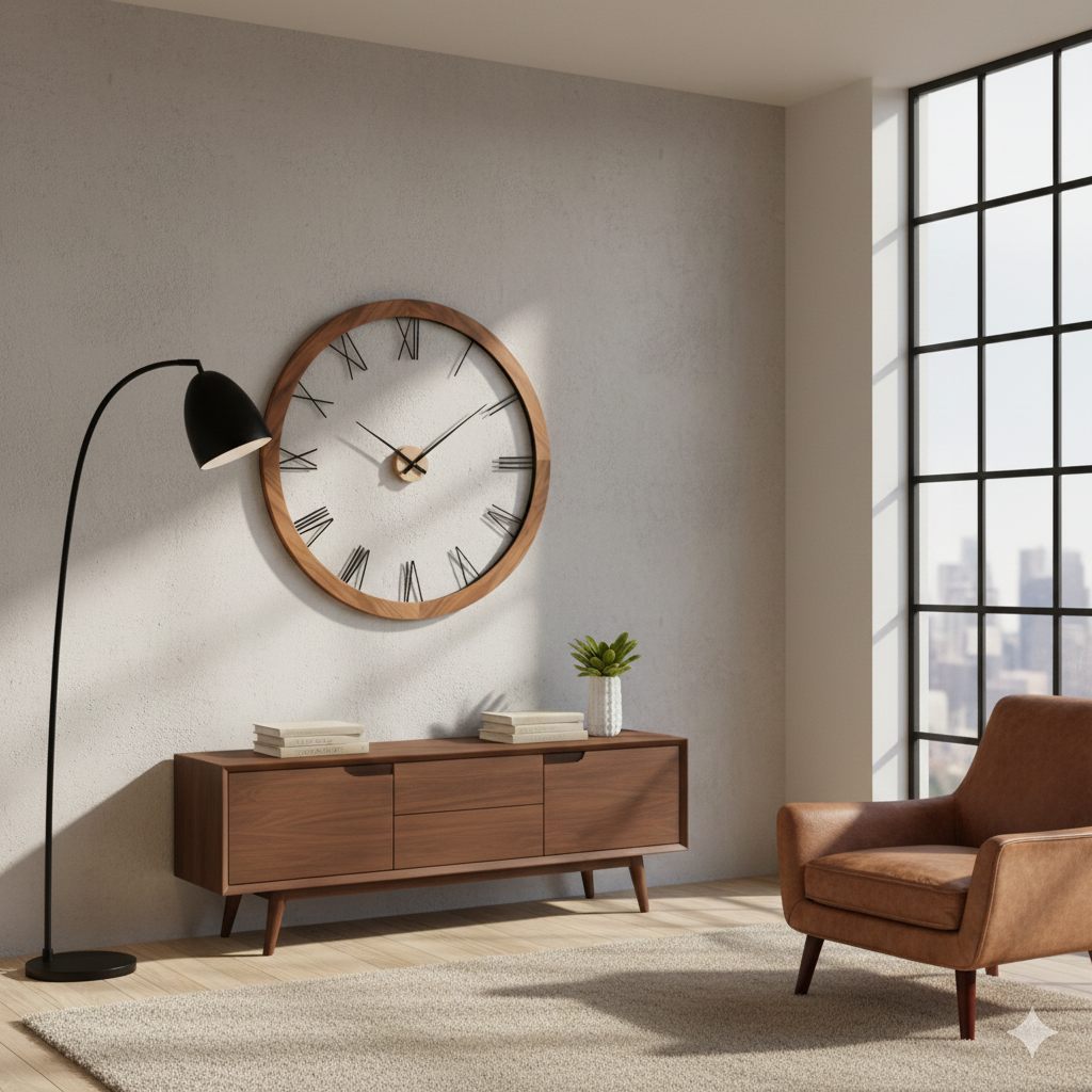 46 Inch Wood Frame Roman Numeral Wall Clock | Boxman